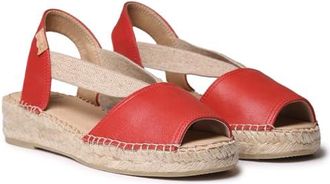 Toni Pons Tala Espadrilles pour femme en cuir avec talon compensé et élastiques pour un ajustement plus large, rouge, 40 EU