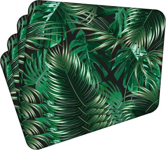 MG Design Set aus 4 Kork-Platzsets - Tropical Leaves 3 - 30 x 40 cm - hitzebeständig & abwischbar, mit Korkrückseite