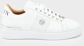 Philipp Plein Femme, Chaussures, Blanc, Taille: 42 EU Leather Lo-Top Hexagon Baskets