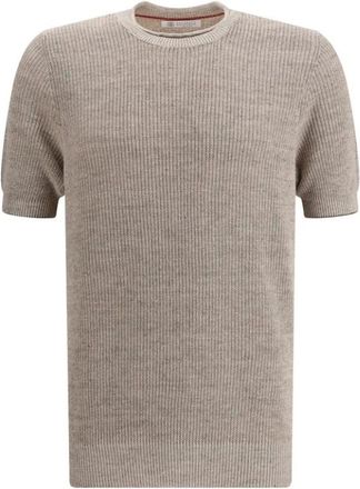 Brunello Cucinelli Homme, Pulls, Beige, Taille: M T-Shirt en Maille