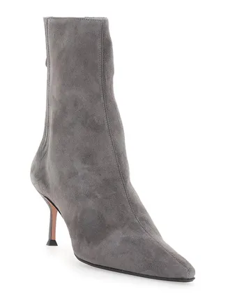 Aquazzura Womens Ankle Boots Grey Suede 6.5 Cm Heel Kid