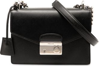 Prada Hobo Bags - Saffiano Lux Sound Lock Crossbody - Gr. unisize - in Schwarz - f&uuml;r Damen