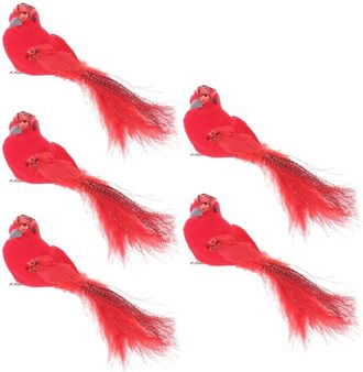 OSALADI 5 St&uuml;ck K&uuml;nstliche Vogeldekoration mit Federn Rote Gartendeko f&uuml;r Herbstb&auml;ume Imitierte Vogelmodelle f&uuml;r Weihnachts und Partyzubeh&ouml;r