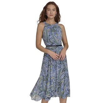Tommy Hilfiger Womens Floral Belted Halter Dress Robe d&eacute;contract&eacute;e, Bleu fran&ccedil;ais Multicolore, 42 Femme