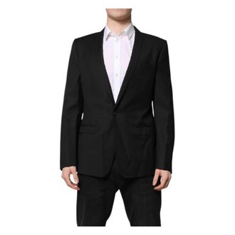 Dolce & Gabbana Schwarzer Gold Einreihiger Anzug Mantel - - Jackets - Herren - Schwarzk - L