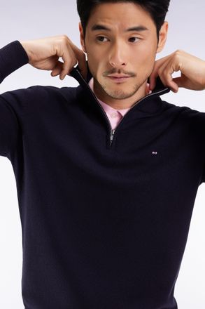 Eden Park Pull Col Camionneur En Laine Et Coton Bleu Foncé