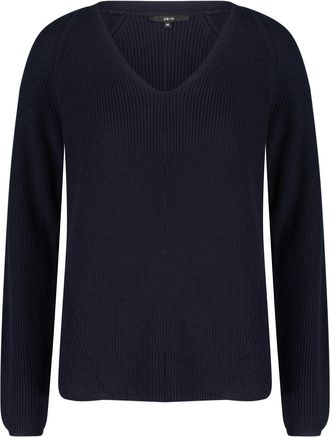 Zero Damen Strukturpullover mit V-Ausschnitt 34, Hydrangea