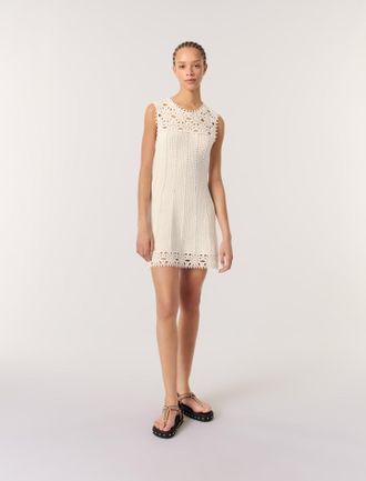 Maje Kurzes H&auml;kelkleid - Wei&szlig; - Gr&ouml;&szlig;e 32 - Maje