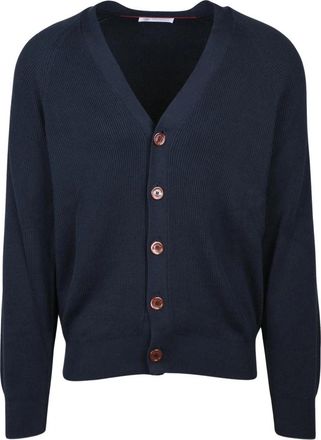 Brunello Cucinelli V-Ausschnitt Cardigan - - Knitwear - Herren - Blau - 2XL