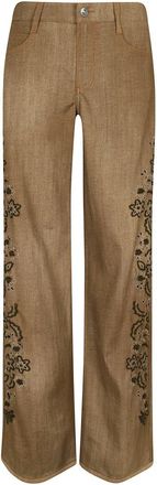 Ermanno Scervino Weite Hose mit Blumenperforation - - Trousers - Damen - Braun - XS