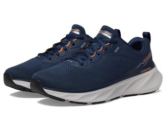 Skechers Edgeride Erlson-Sneaker f&uuml;r Herren, Marineblauer Strick, PU-orangefarbener Besatz, 45.5 EU