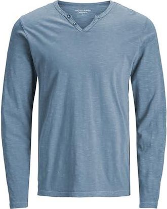 Jack & Jones Neck Tee Jjesplit T-Shirt à col Rond Ls Noos, Mountain Spring, L Hommes