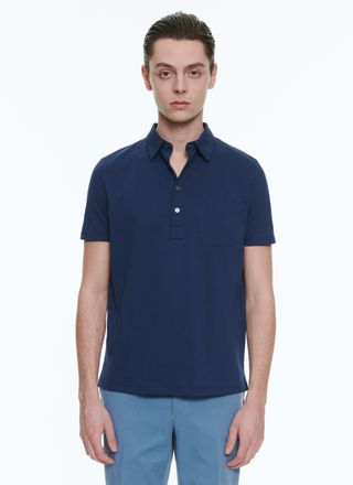 Fursac Polo bleu marine en jersey de coton - Taille S - Homme
