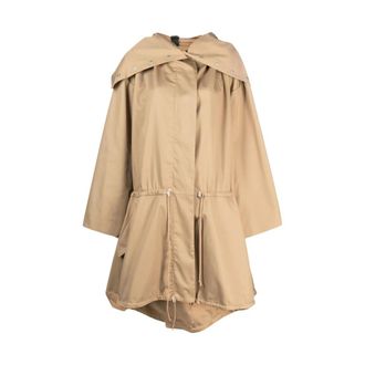 Niccol&ograve; Pasqualetti Beiger Kapuzenmantel mit Ausschnitten - - Coats - Damen - Braun - XS
