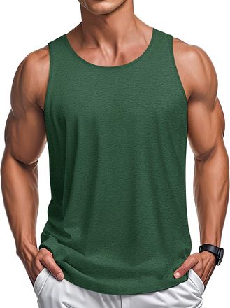 Magcomsen Tank Top Herren Sport Baumwolle &Auml;rmellose T-Shirt Leicht Achselshirts Stretch Muskelshirt f&uuml;r L&auml;ssige, Dunkelgr&uuml;n, 3XL
