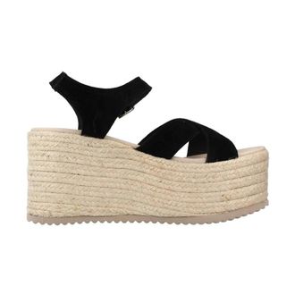 Yellow Sandales &agrave; boucle et talons compens&eacute;s - Femme - Chaussures - Noir - Taille: 41 EU