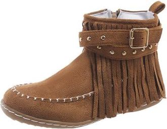 Generic Bottines western cowgirl rétro à franges pour femme - Confortables - Bout rond - Fermeture éclair - Chaussures décontractées légères, marron, 40.5 EU