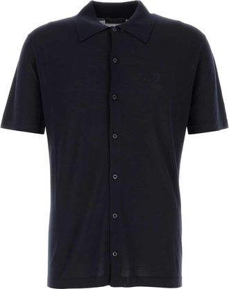 Prada Mitternachtsblaues Wollhemd