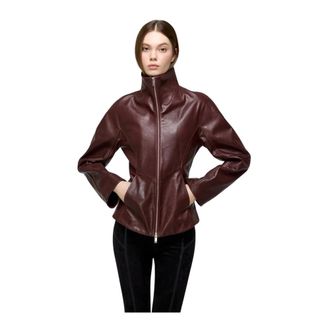 VSP Vsp, Femme, Vestes, Rouge, Taille: 36 FR Elara - Veste en Cuir de Cerise