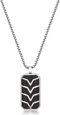 Nialaya Homme, Accessoires, Gris, Taille: M Plaque didentité en fibre de carbone forgée avec détail chevron argenté