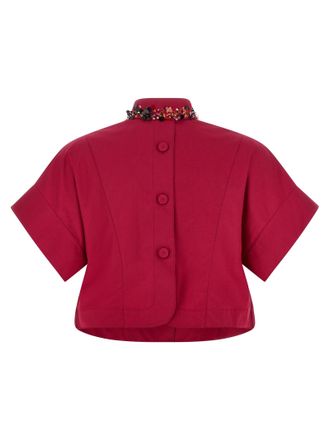 Fendi Sequin-Embellished Collar Shirt - Red