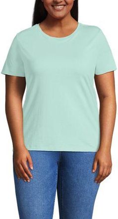 Lands End Supima Kurzarm-Shirt mit rundem Ausschnitt, Damen, Gr&ouml;&szlig;e:56-58 plus, Blau, Baumwolle, by Lands End