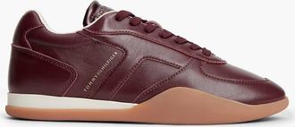Tommy Hilfiger baskets vintage basses en cuir couleur bordeaux-Rouge