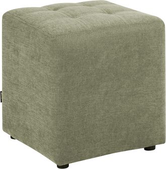 Beliani Pouf Hocker mit Holzbeinen Stoff gr&uuml;n gesteppt quadratisch 38x38 cm Kansas
