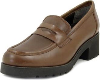 Cinzia Soft Mocassins Femme en Cuir Marron, Talon Moyen 5 cm et Plateau, Semelle Extractable, 655035, cuir, 40 EU