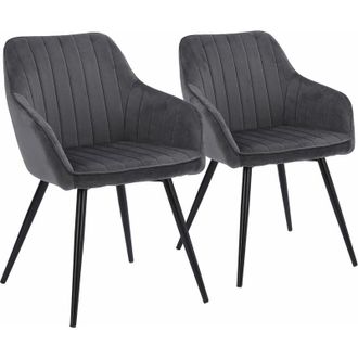 Happy Garden Happy Garden - Lot de 2 chaises en velours bertille grises