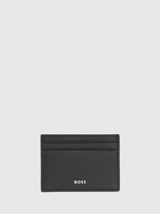 HUGO BOSS Flaches Kartenetui aus Leder mit vier F&auml;chern und Metalllogo