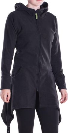 vishes Alternative Bekleidung - Damen Fleece Kapuzenjacke lang Elfen Zipfel-Jacke &Uuml;bergangsjacke-n schwarz 46