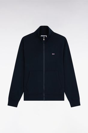 Eden Park Sweatshirt Zipp&eacute; En Coton Marine Coupe Droite