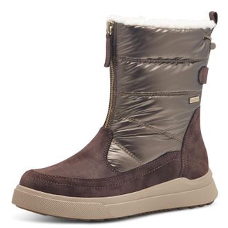 Jana Damen Winterstiefel ohne Absatz Wasserabweisend Vegan, Braun (Mocca/Gold), 37 EU