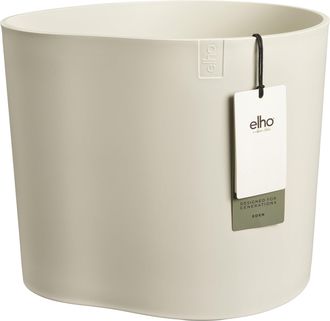 ELHO Eden 35 - Blumentopf für Innen und Außen - 100% recyceltes Plastik - Ø 32.6 x H 32.0 cm - Weiß/Leinenweiß