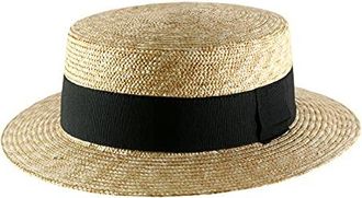 Classic Italy Chapeau canotier Paille - 2 Coloris - Homme ou Femme Canotier Luxe - Taille 57 cm - Naturel