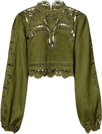 Farm Rio Farm Rio, Femme, Blouses et Chemises, Vert, Taille: 36 FR Blouse Richelieu Jardin Majestueux Farm RIO