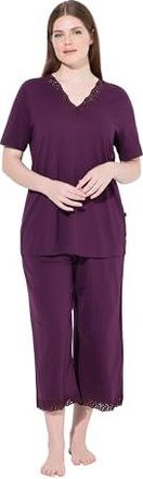 Ulla Popken gs1 data protected company 4069787000005 Pyjama, Lochstickerei, Halbarm, Modalmix Ensemble, Rouge Raisin, 62-64 Femmes