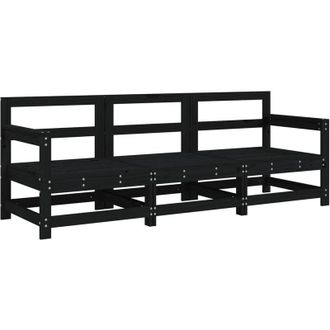 vidaXL Salon de jardin 3 pcs noir bois massif de pin Vidaxl