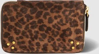 Jerome Dreyfuss Portefeuille Julien Cuir Imprim&eacute; L&eacute;opard Naturel