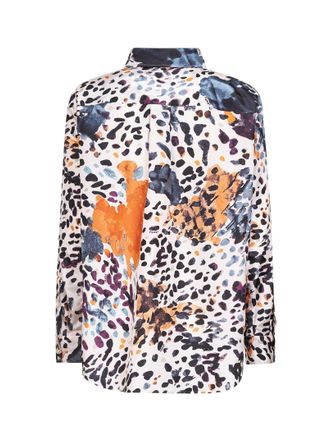 Fendi Womens Ivory Printed Silk Taffeta Shirt