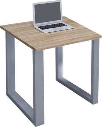 ebuy24 LonaU Schreibtisch 80x50cm Eiche dekor, silberfarben