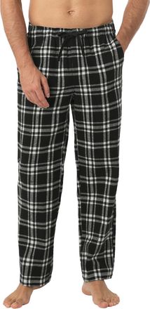 Lapasa Herren Schlafanzughose Karierte Pyjamahose, Long Relaxhose Loungehose Freizeithose M39 W&auml;rmer, Baumwollflanell: Schwarz + Wei&szlig;, XX-Large