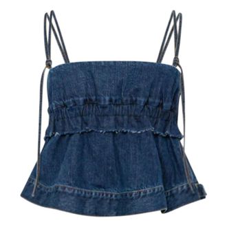 sacai Femme, Tops, Bleu, Taille: 38 FR Denim x Knit Pullover