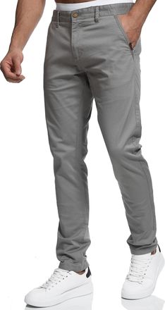 Indicode Herren Cherry Chinohose Stretchhose | Chino Herrenhose Stretch Stoffhose Lt Grey, 34/32