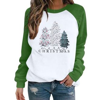 Generic Pull de Noël pour femme - Haut de Noël amusant et moche - Imprimé graphique festif - Pull à manches longues - Style décontracté - Pour fêtes de vacanc
