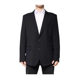 Dolce & Gabbana Blazer ajust&eacute; &agrave; revers crant&eacute; - Homme - Vestes - Bleu - Taille: 3XL
