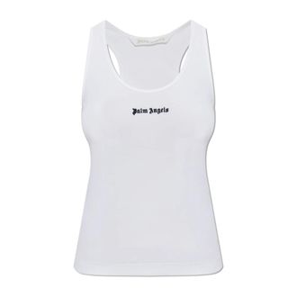 Palm Angels Top mit gesticktem Logo - - Tops - Damen - Wei&szlig; - S