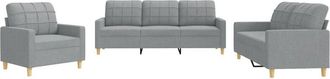 vidaXL Vidaxl - Ensemble de canapés 3 pcs avec coussins Gris clair Tissu
