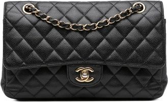 Chanel sac porté épaule Classic Caviar Double Flap médium (2012) - Noir